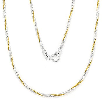 925 Sterling Silver 14k Yellow Gold Twist-Rope Boston Link Chain ...