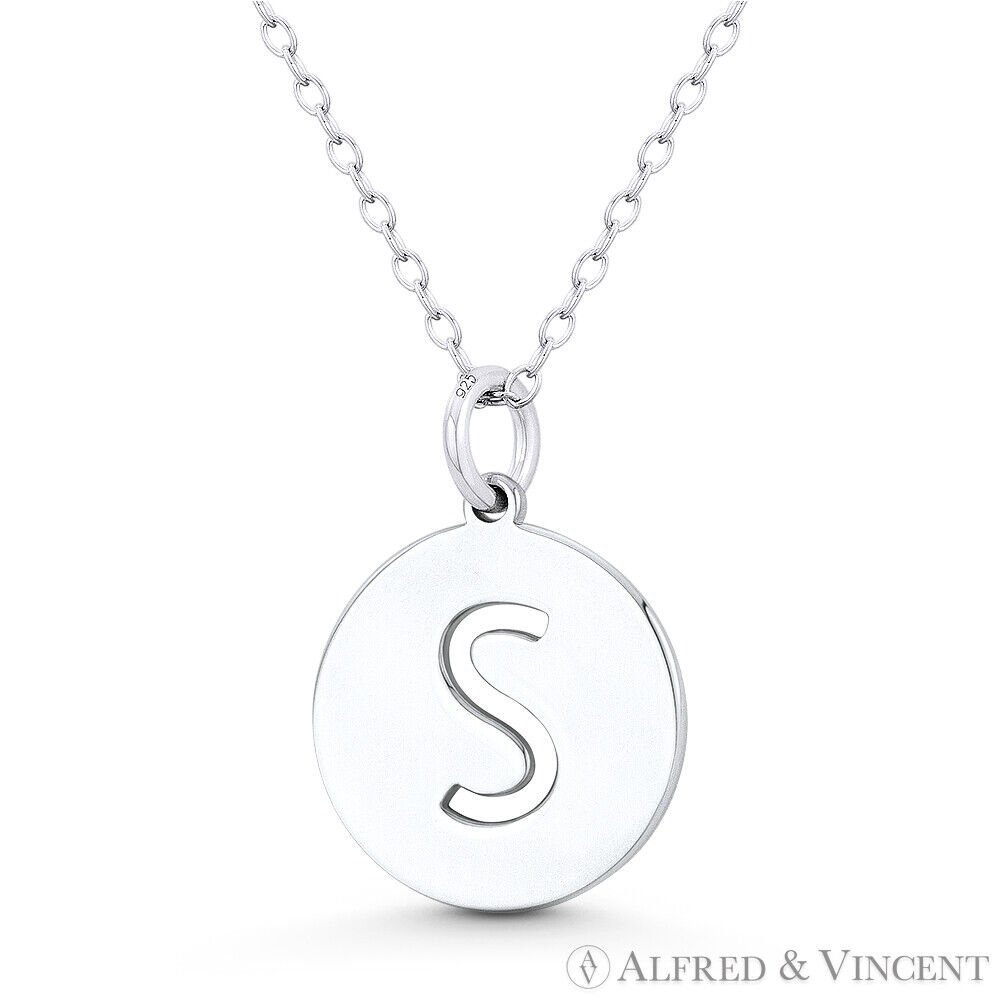 Initial Letter "S" Cutout 20x15mm Round Disc 925 Sterling Silver Charm ...