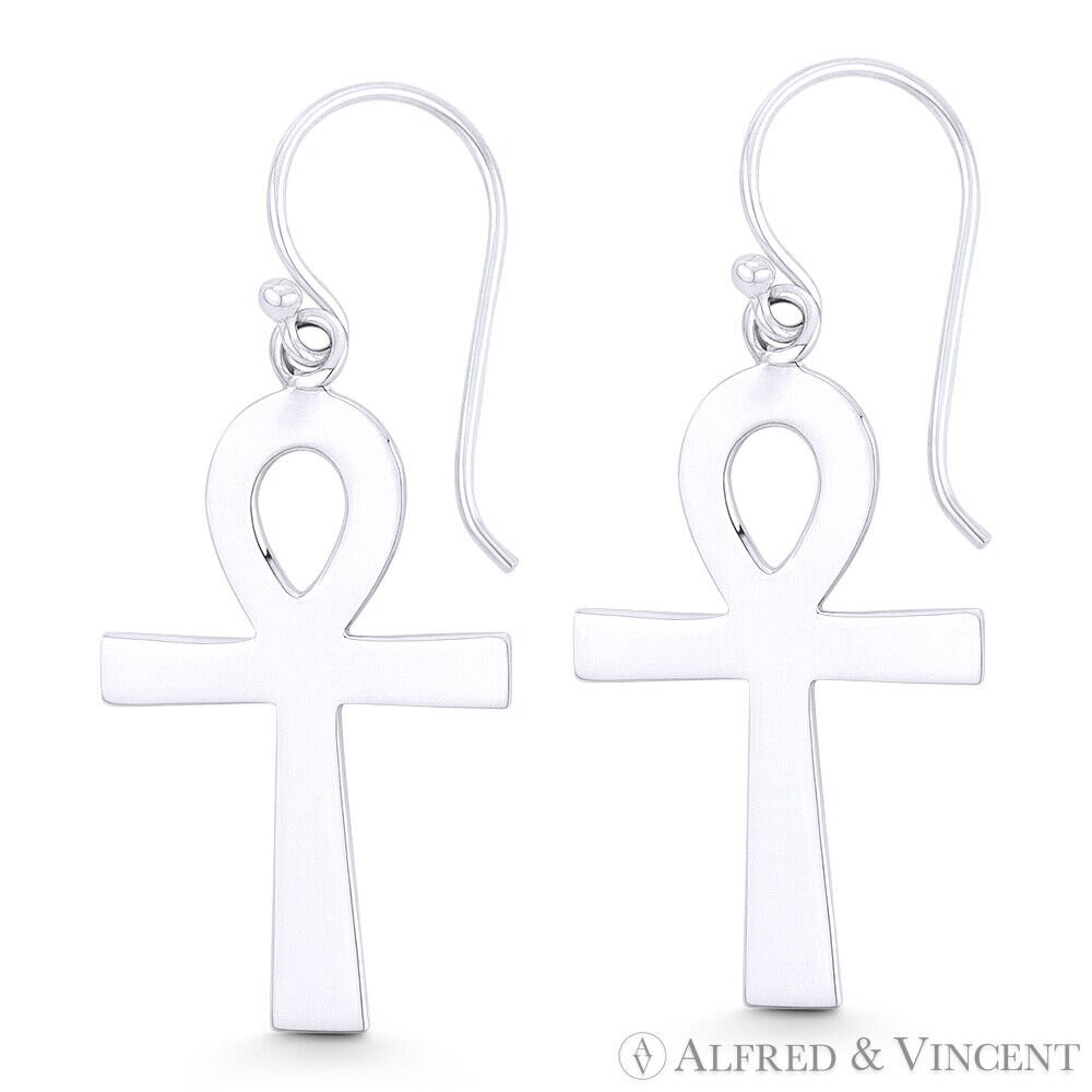 Egyptian Ankh Cross Key-of-Life Charm 925 Sterling Silver Dangling Hook ...