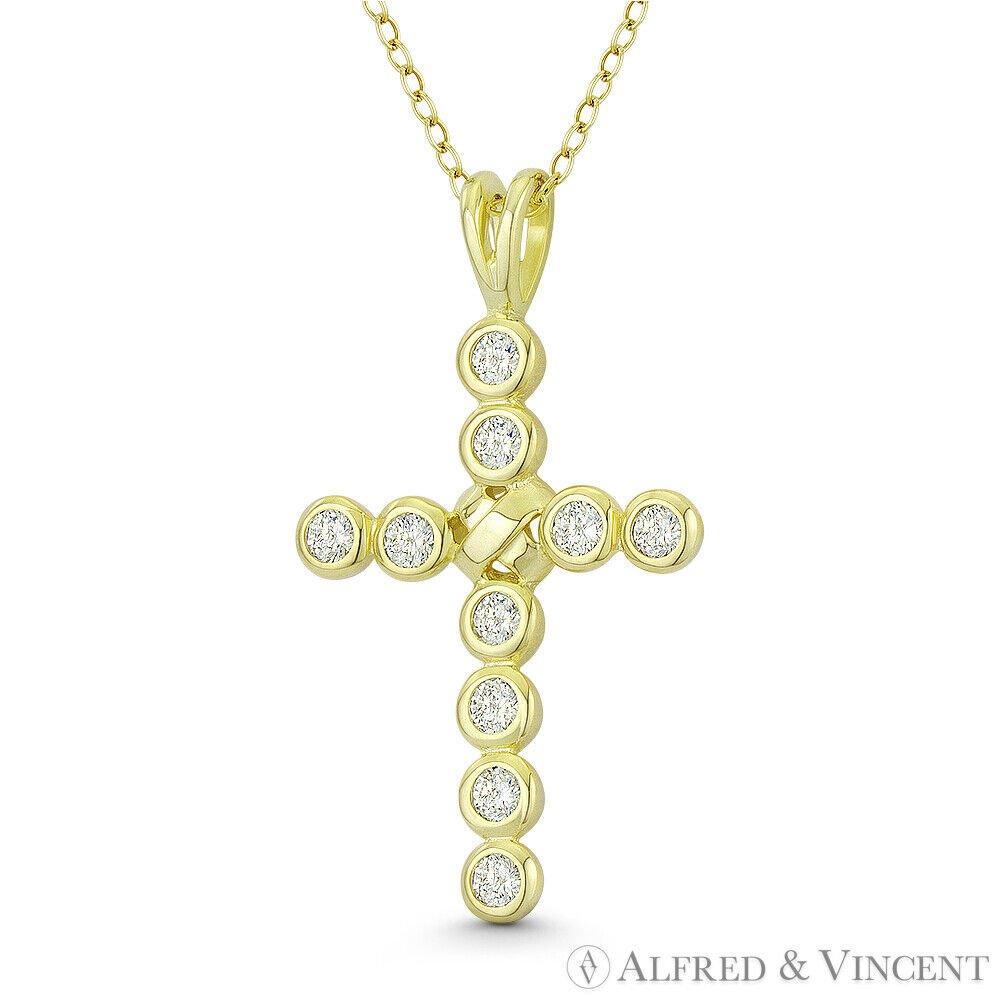 Paternoster Rosary X-Rope Cross CZ Crystal & Sterling Silver Gold ...