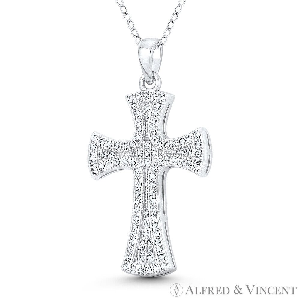 Flared Cross of St John Cross Cubic Zirconia 925 Sterling Silver ...