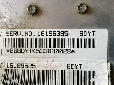 94 95 S10 BLAZER ENGINE COMPUTER ECU ECM 16196395 BDYT OEM