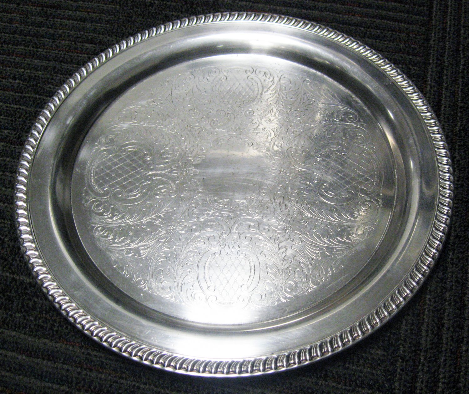 15” Round Silverplate (Hollowware) Serving Tray by Leanard Silver Mfg Co,