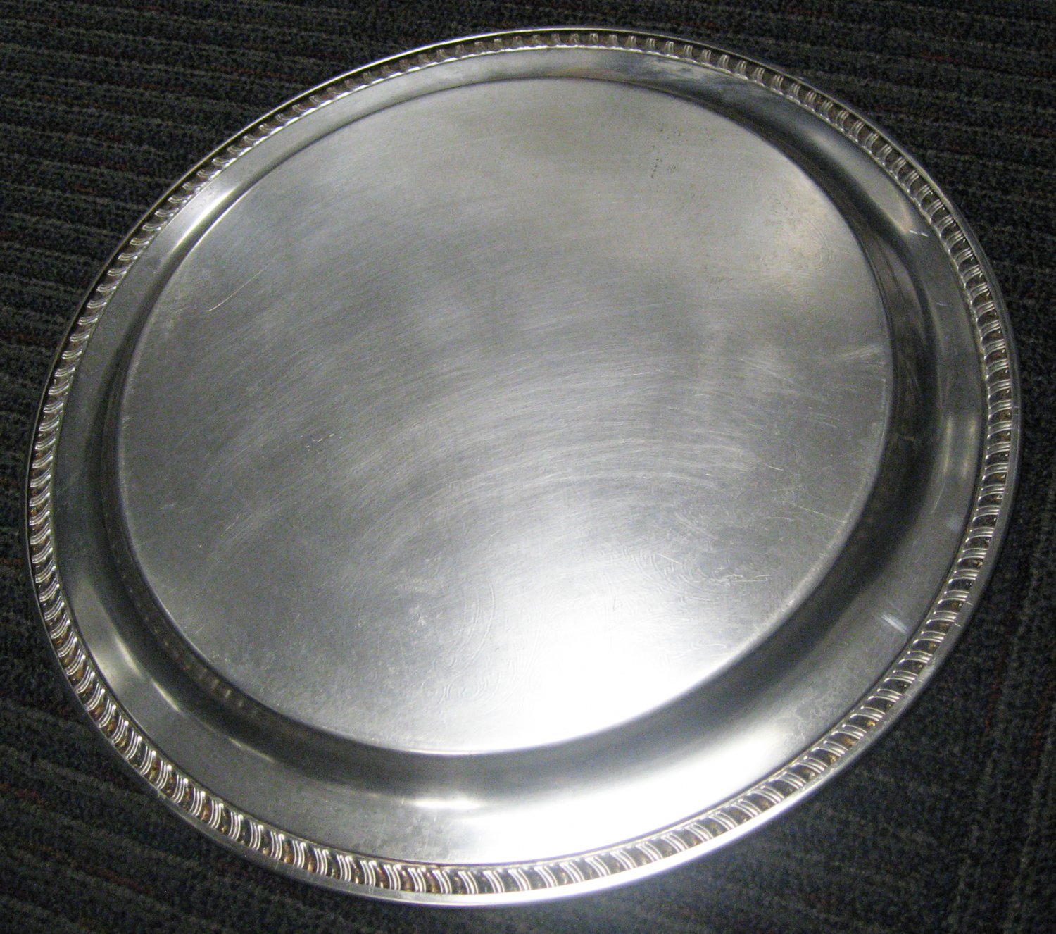 15” Round Silverplate (Hollowware) Serving Tray by Leanard Silver Mfg Co,