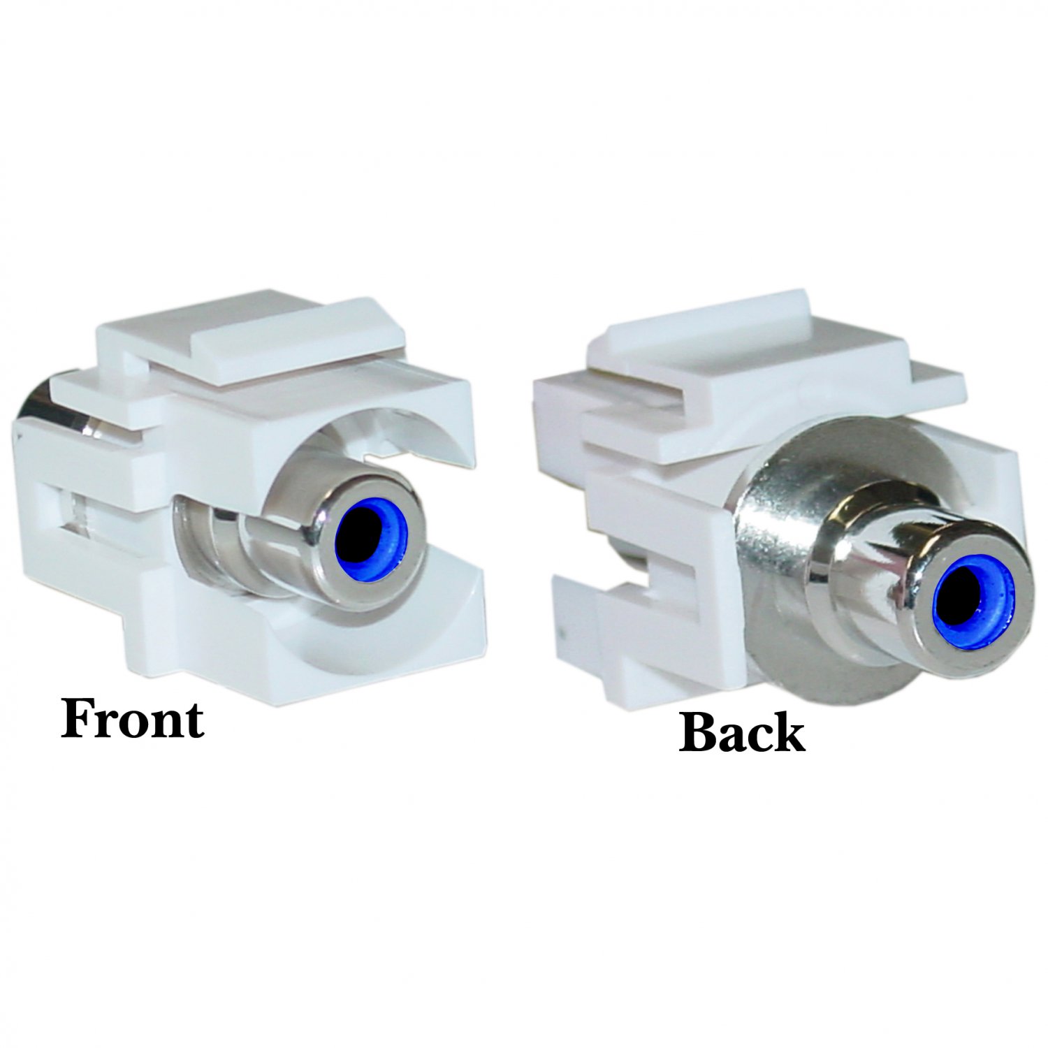 Keystone Insert, White, Recessed RCA Female Coupler (Blue RCA) 324-220WB