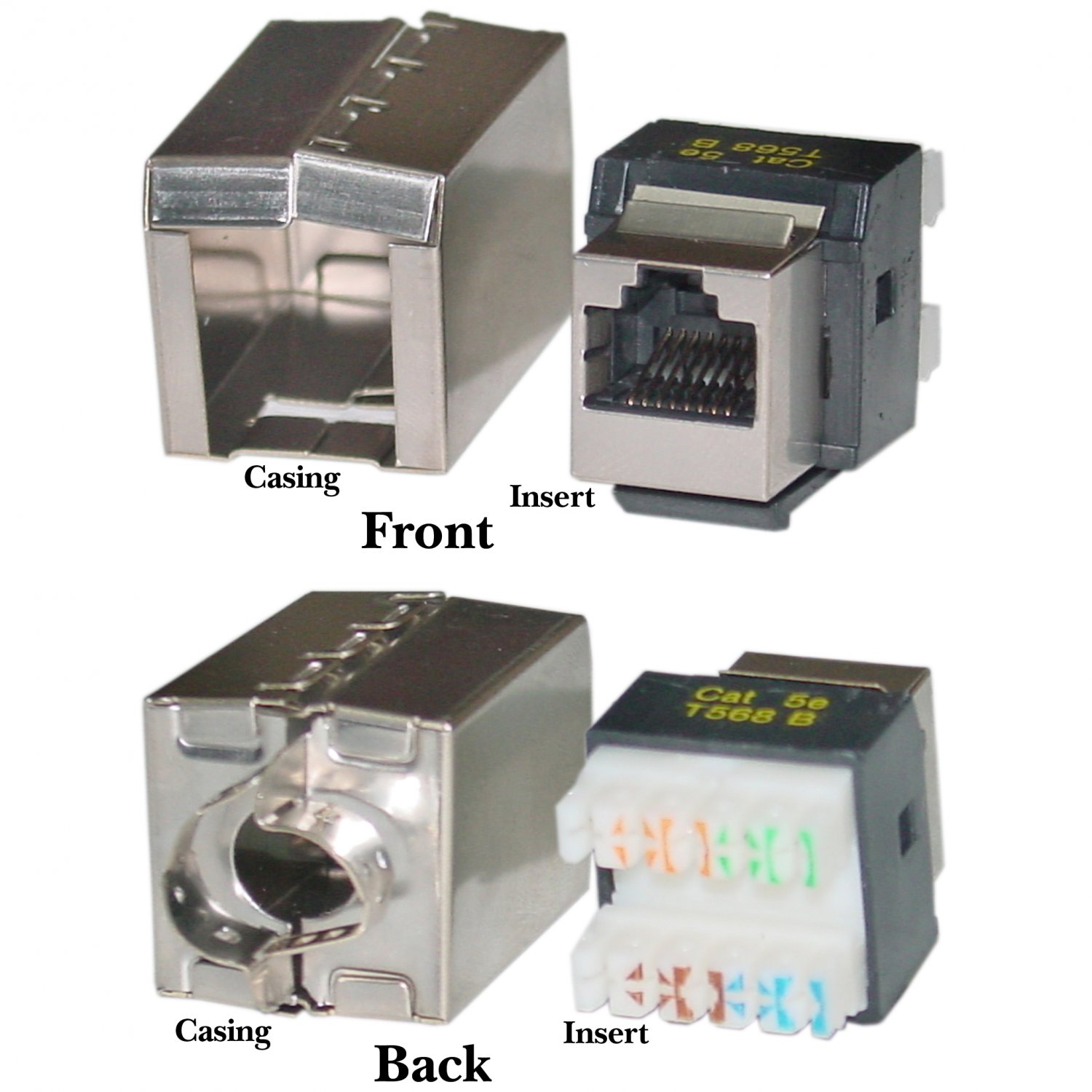 Shielded Cat5e Keystone Jack, RJ45 Female to 110 Punch Down 310-520