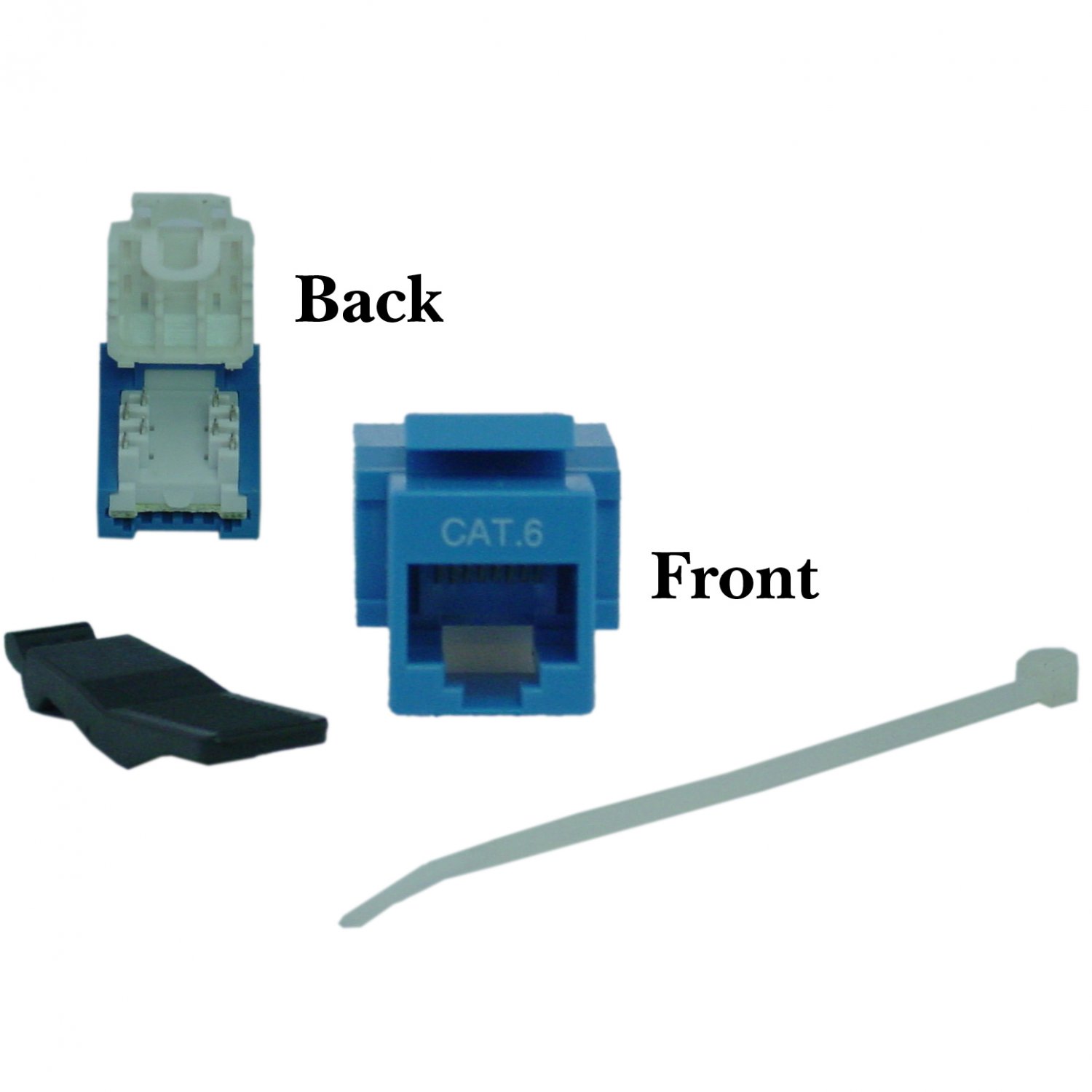Cat6 Keystone Jack, Blue, Toolless, RJ45 Female