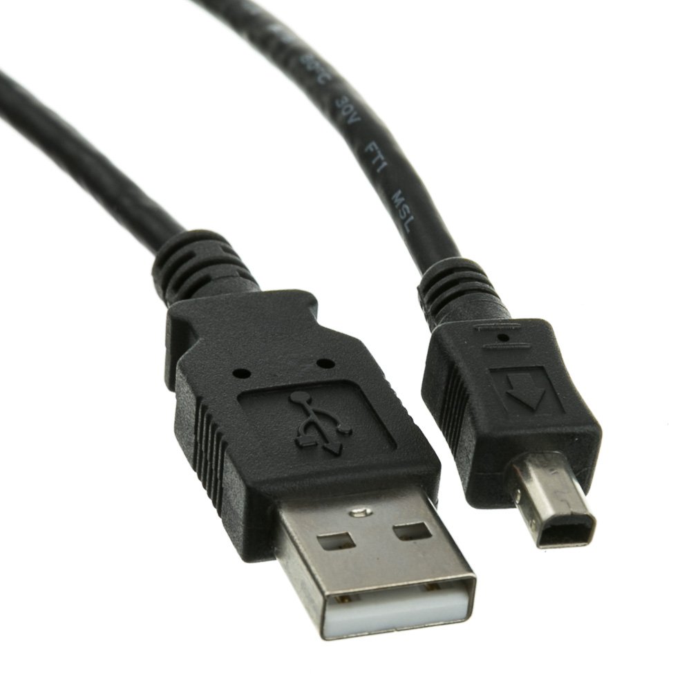 6FT Mini 4 Pin USB 2.0 Cable, Black, Type A Male to 4 Pin Mini-B Male ...