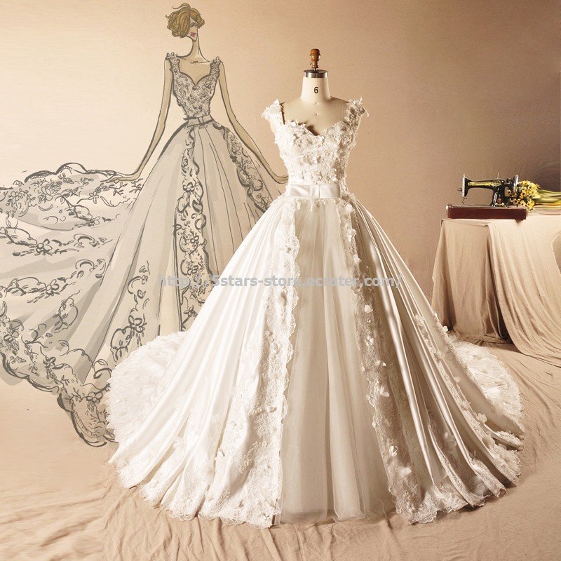 Sweetheart Neck Wedding Dress Sleeveless Appliqued A-Line Floor-Length Bridal Dresses D2015753