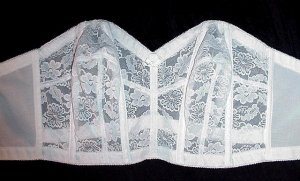 BUSTY! Vintage SHEER WHITE LACE Sexy STRAPLESS Bra Women's Sz Extra ...