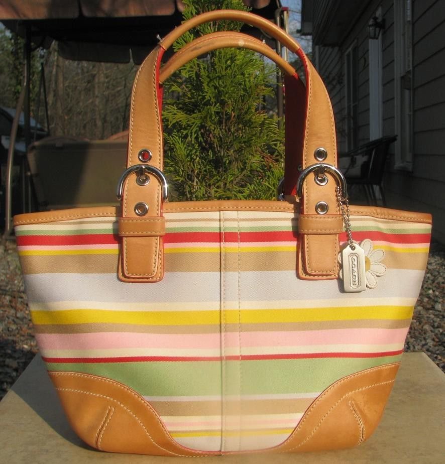 Coach Multicolor Canvas Leather Satchel Small Handbag