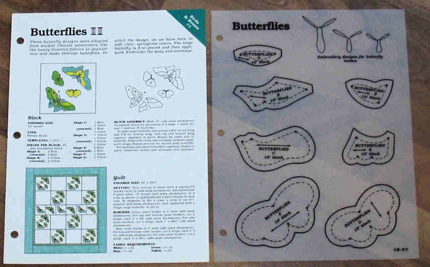 BUTTERFLIES Spinning Spools Quilt Pattern w/Template