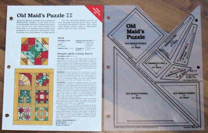 OLD MAID'S PUZZLE Spinning Spools Quilt Pattern w/Template