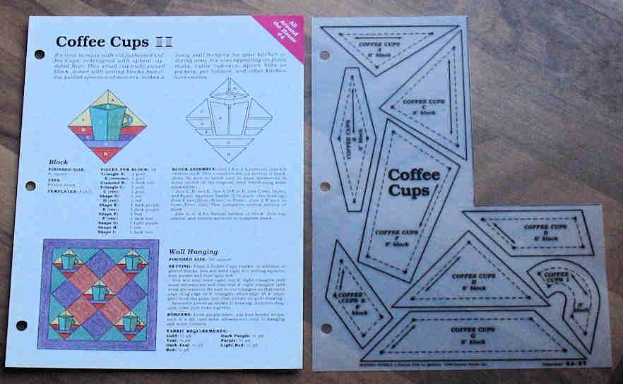 COFFEE CUPS Spinning Spools Quilt Pattern w/Template