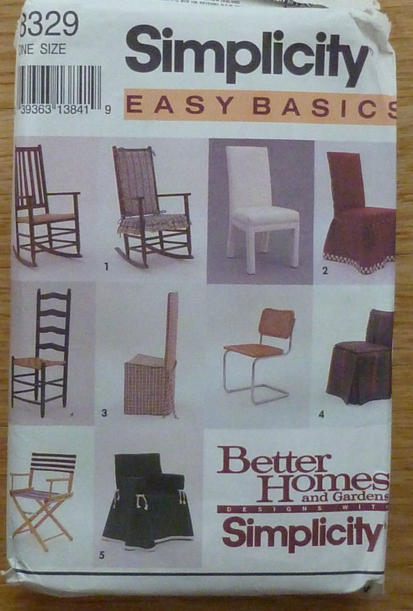 Simplicity Pattern 8329 Home Easy Basics Chair Covers NIP