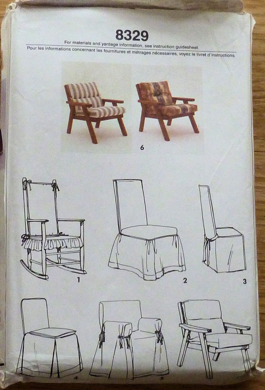 Simplicity Pattern 8329 Home Easy Basics Chair Covers NIP