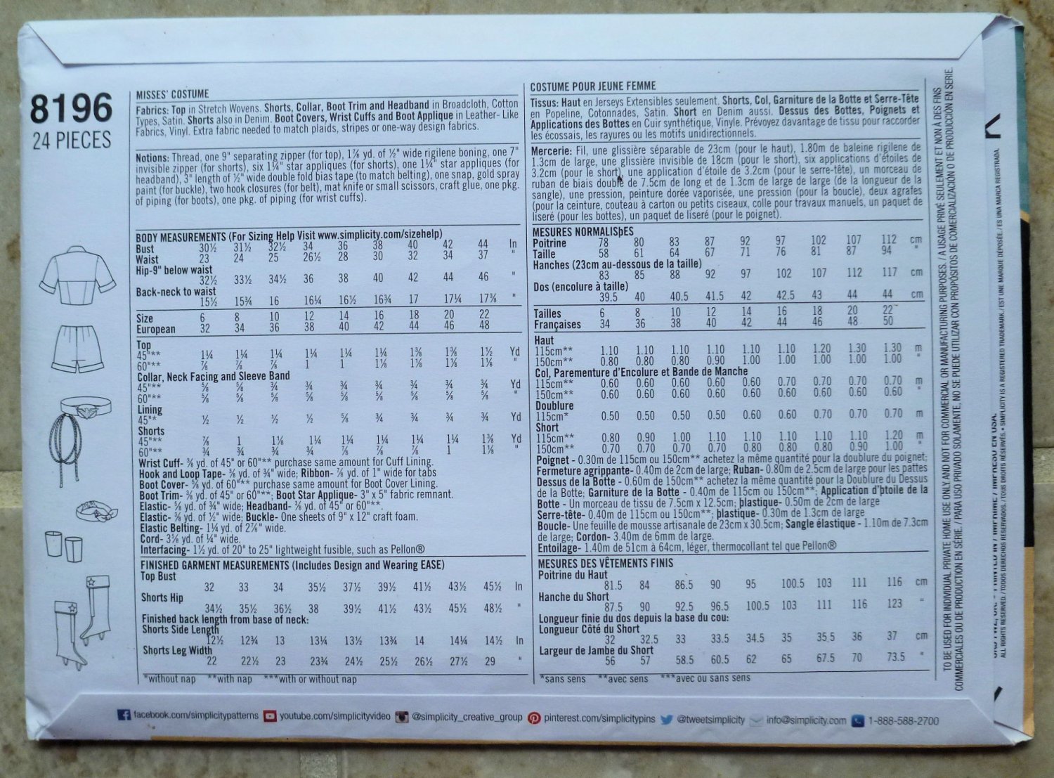 Simplicity 8196 DC Comics Woman Costume Pattern Uncut Adult Size 6-22 NIP