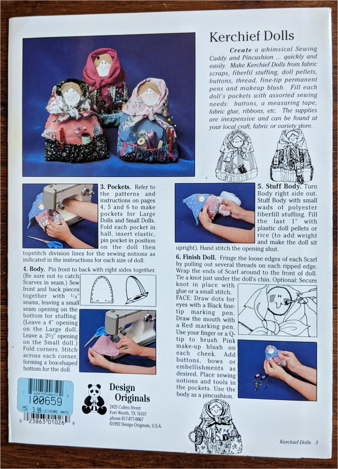 KERCHIEF DOLLS Pattern Make Caddies and Pincushions McNeill 1992