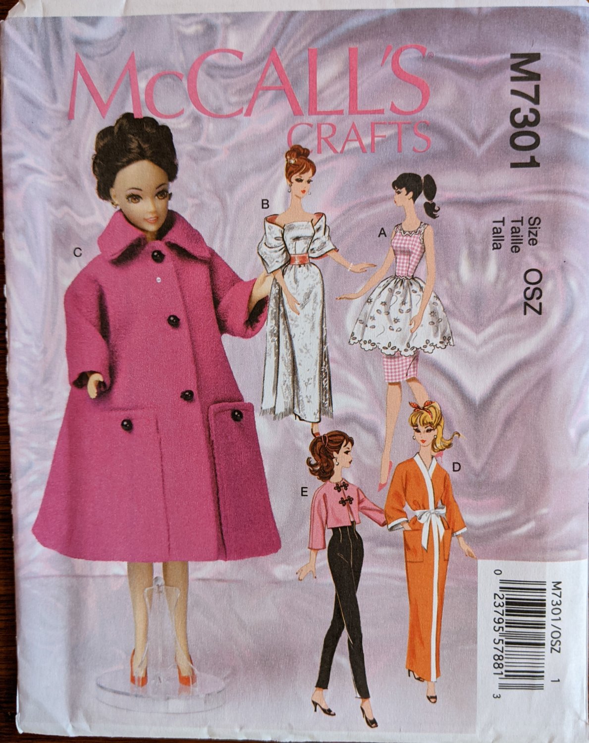 McCall's M7301 RETRO Outfits Doll Pattern for 11.5" Barbie Type NIP