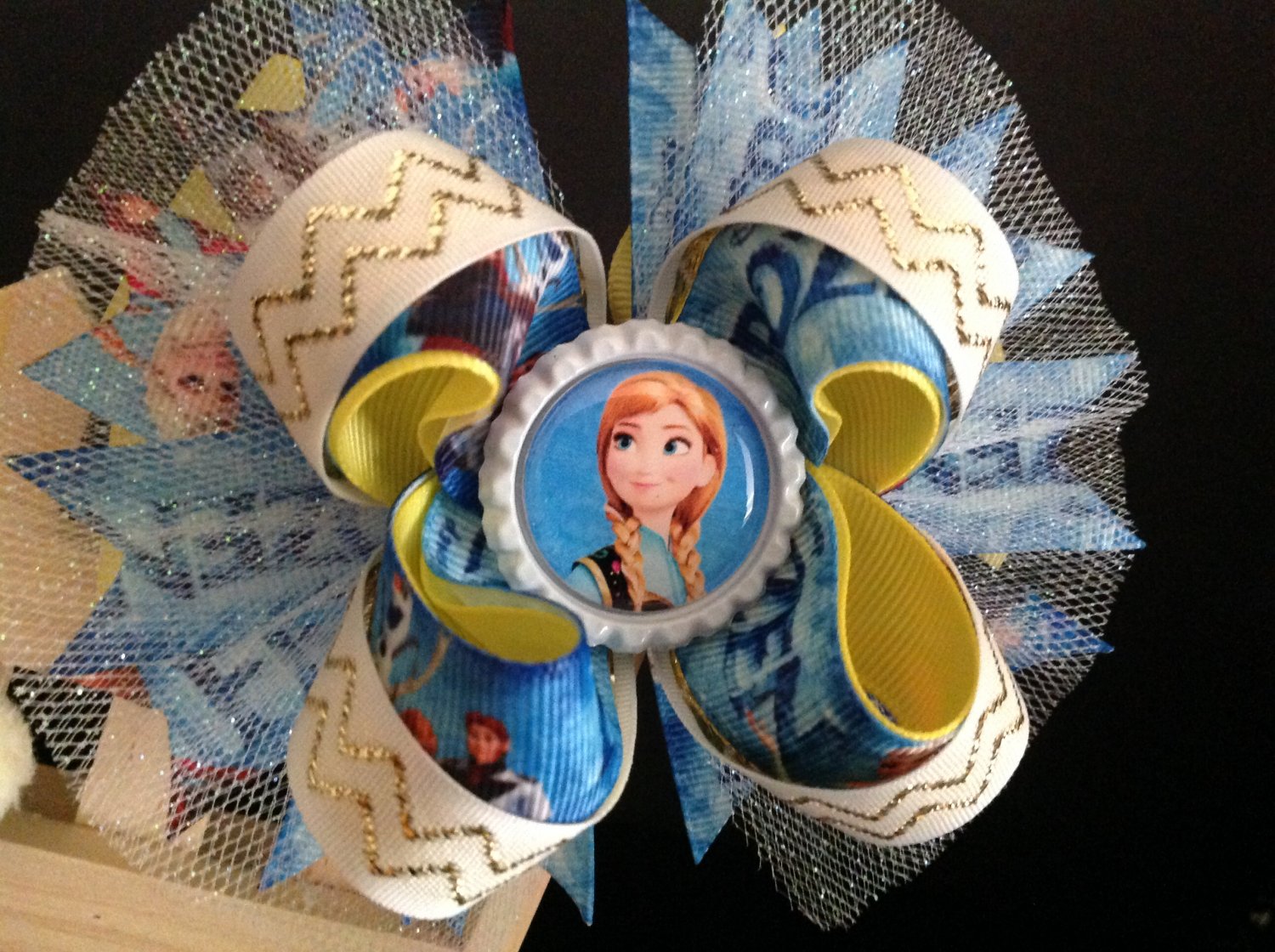 Frozen - Elsa & Anna Hair Bow, Frozen-Snow Queen-Stacked Hair Bow