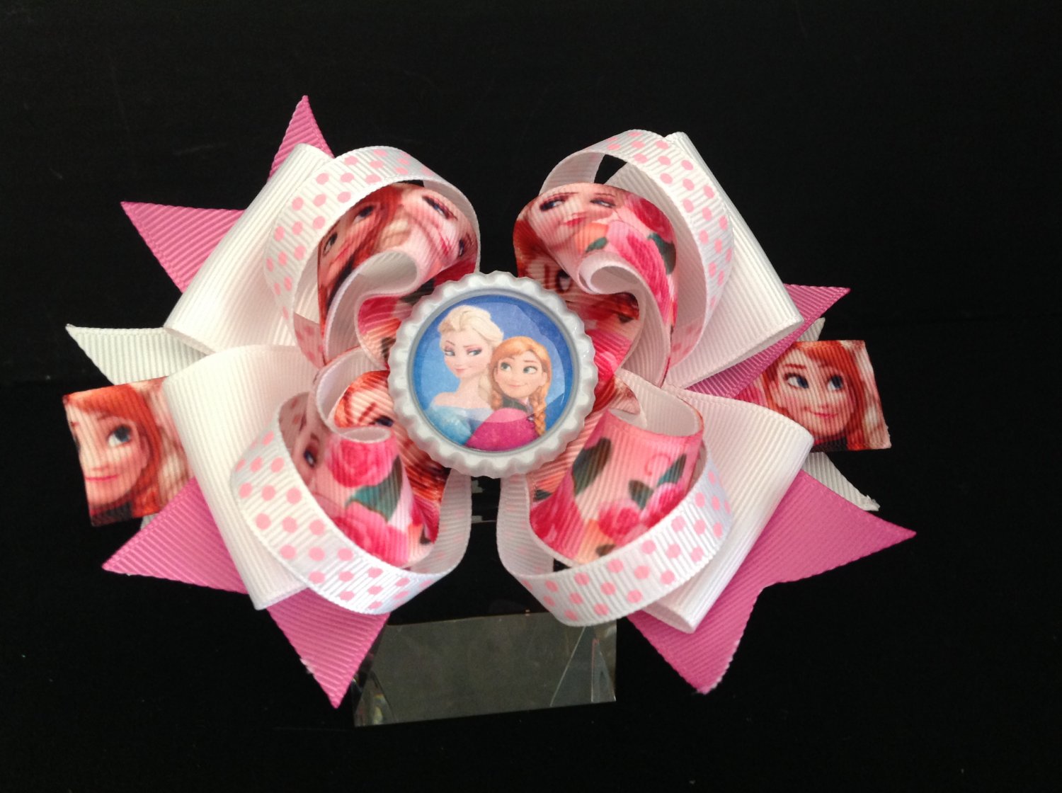 Frozen Queen Hair Bow, Elsa & Anna Hair Bow, Pink Rose Hair Bow