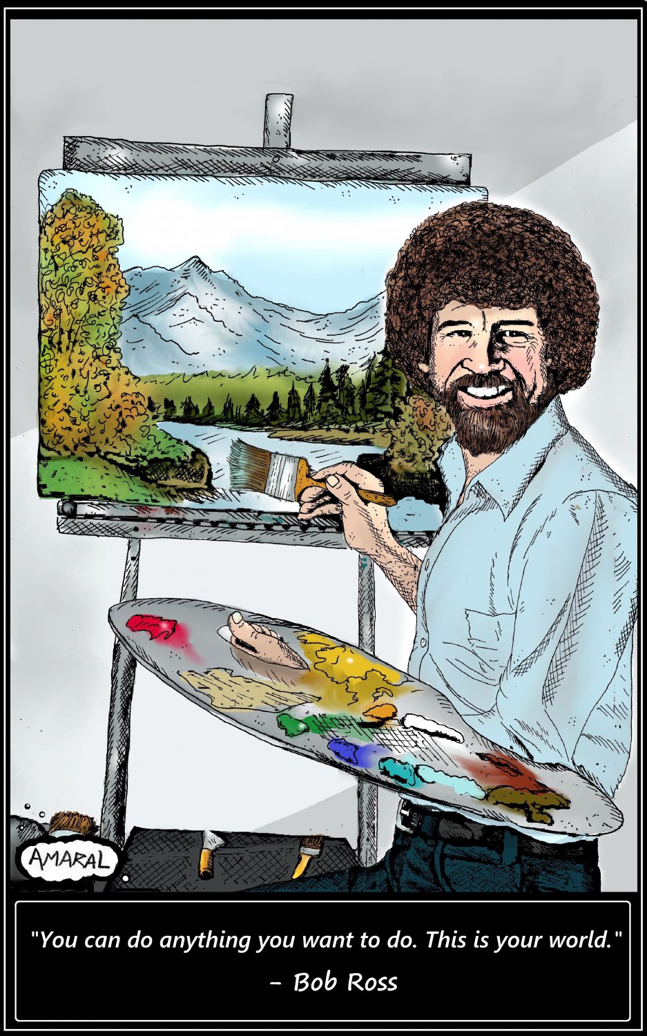 Bob Ross Amaral Cartoons Poster