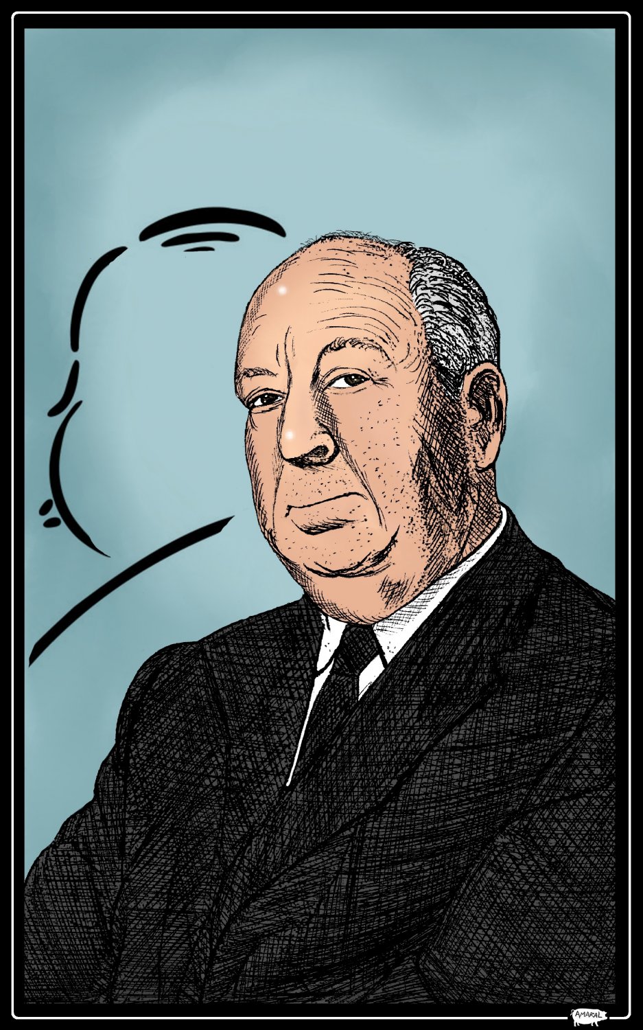 Alfred Hitchcock Amaral Cartoons Poster