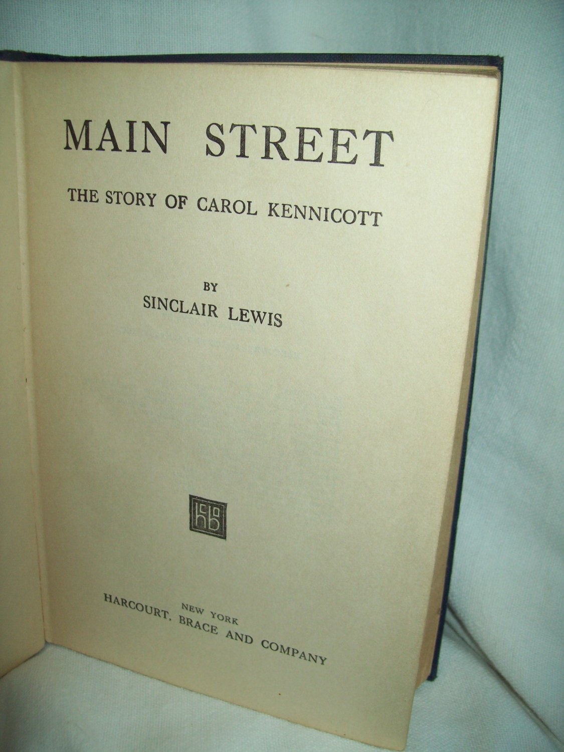 Main Street. Sinclair Lewis, author. 1st Edition, 29th Printing. VG