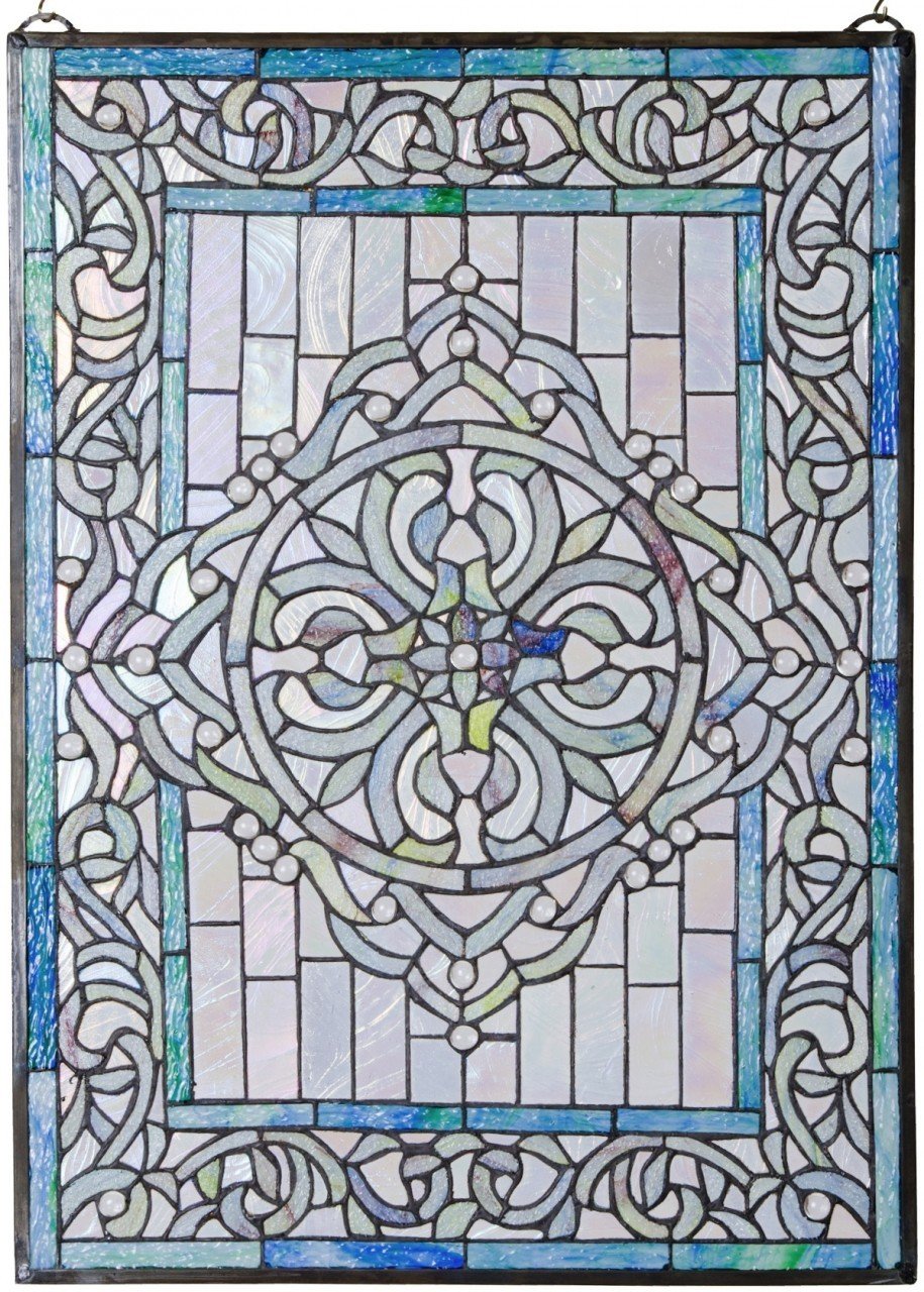 Blue Patchwork Celtic Stained Glass Window TU6