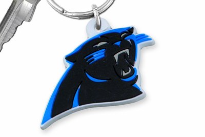 SWW21028KC - CAROLINA PANTHERS MASCOT LOGO LARGE RUBBER KEY CHAIN