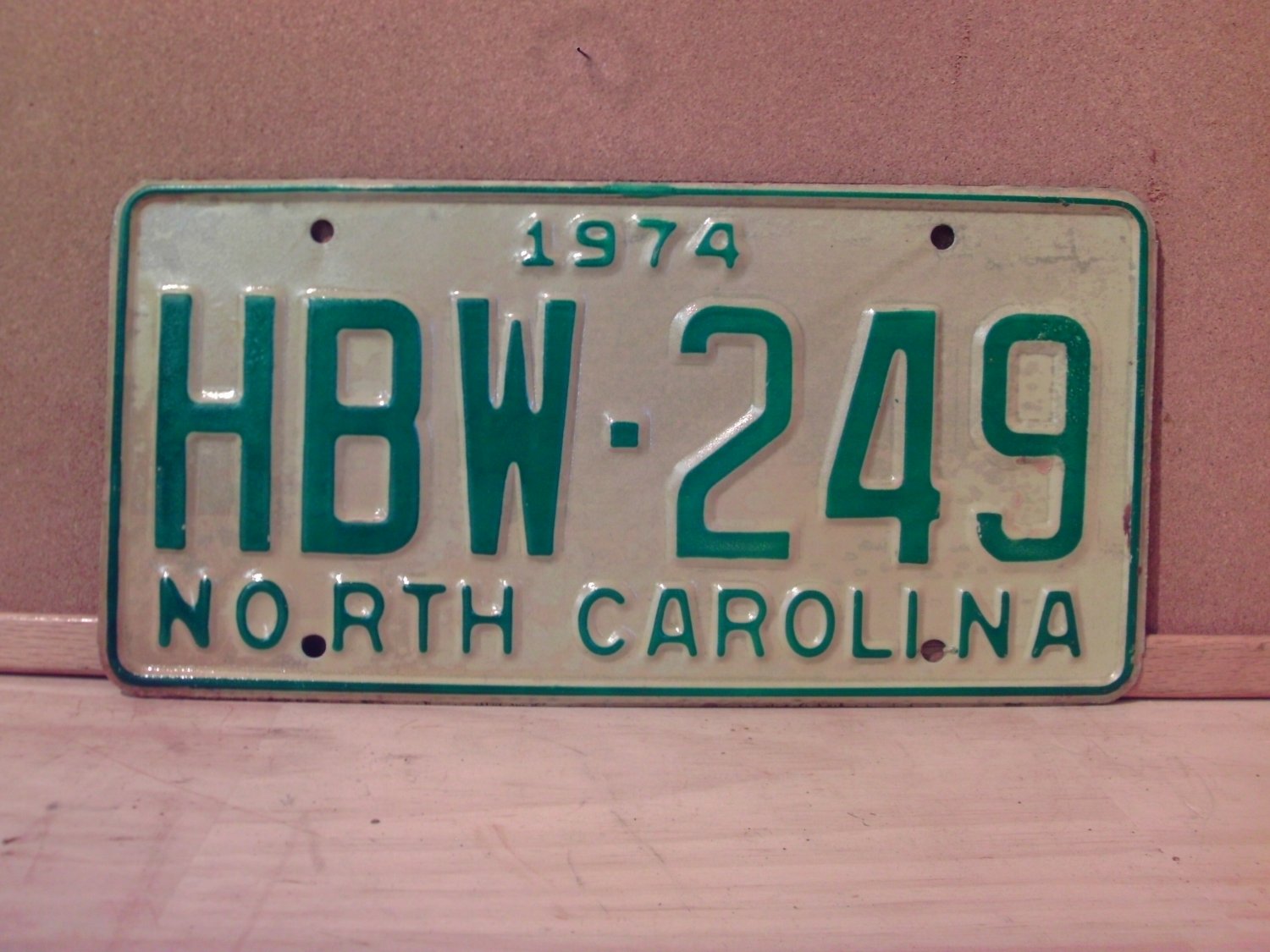 1974 North Carolina YOM License Plate Tag NC #HBW-249 EX NCY2