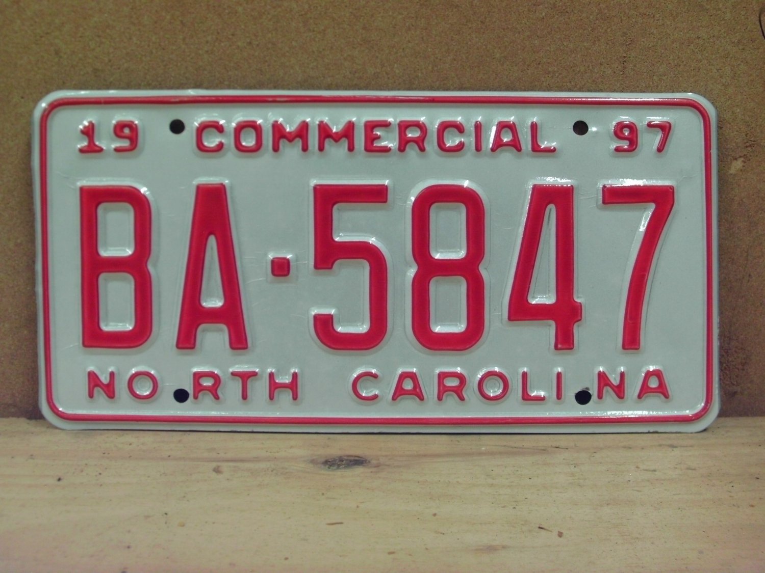 1997 North Carolina Commercial License Plate NC Mint! #BA-5847 NCN1