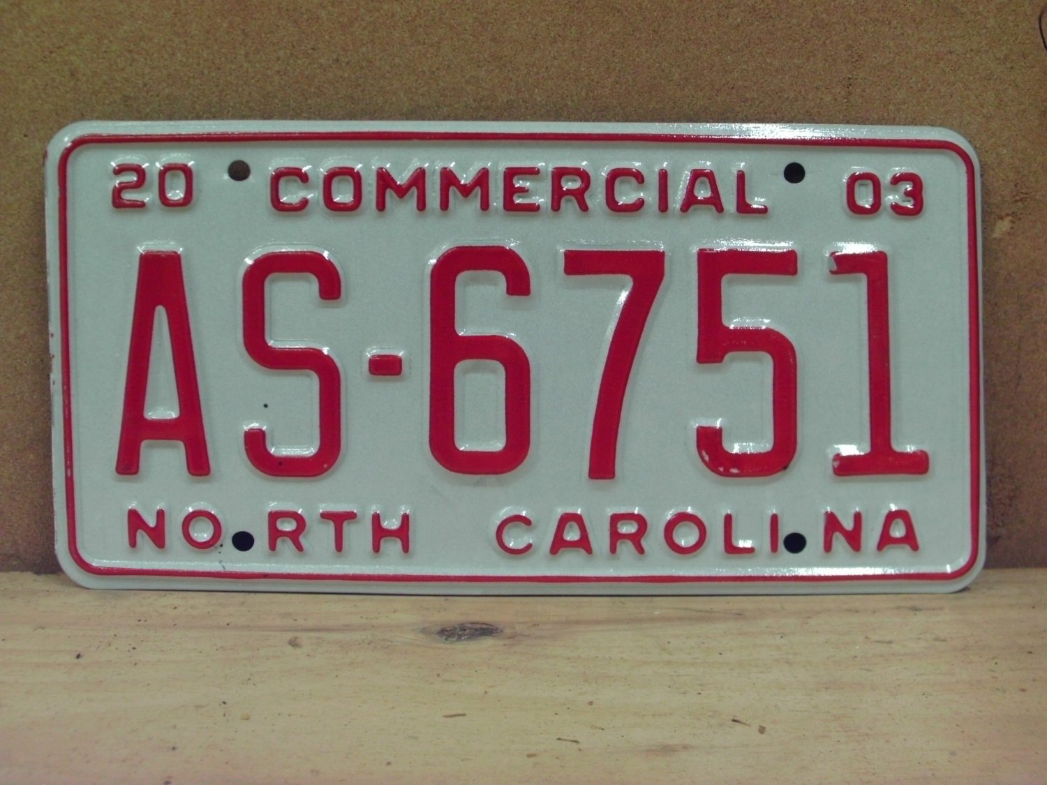 2003 North Carolina Commercial License Plate NC Mint! #AS-6751 NCN1