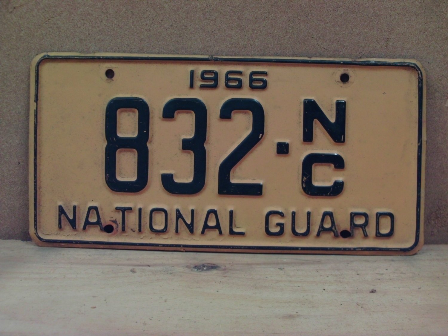 1966 North Carolina NC National Guard License Plate 832NC NCM1