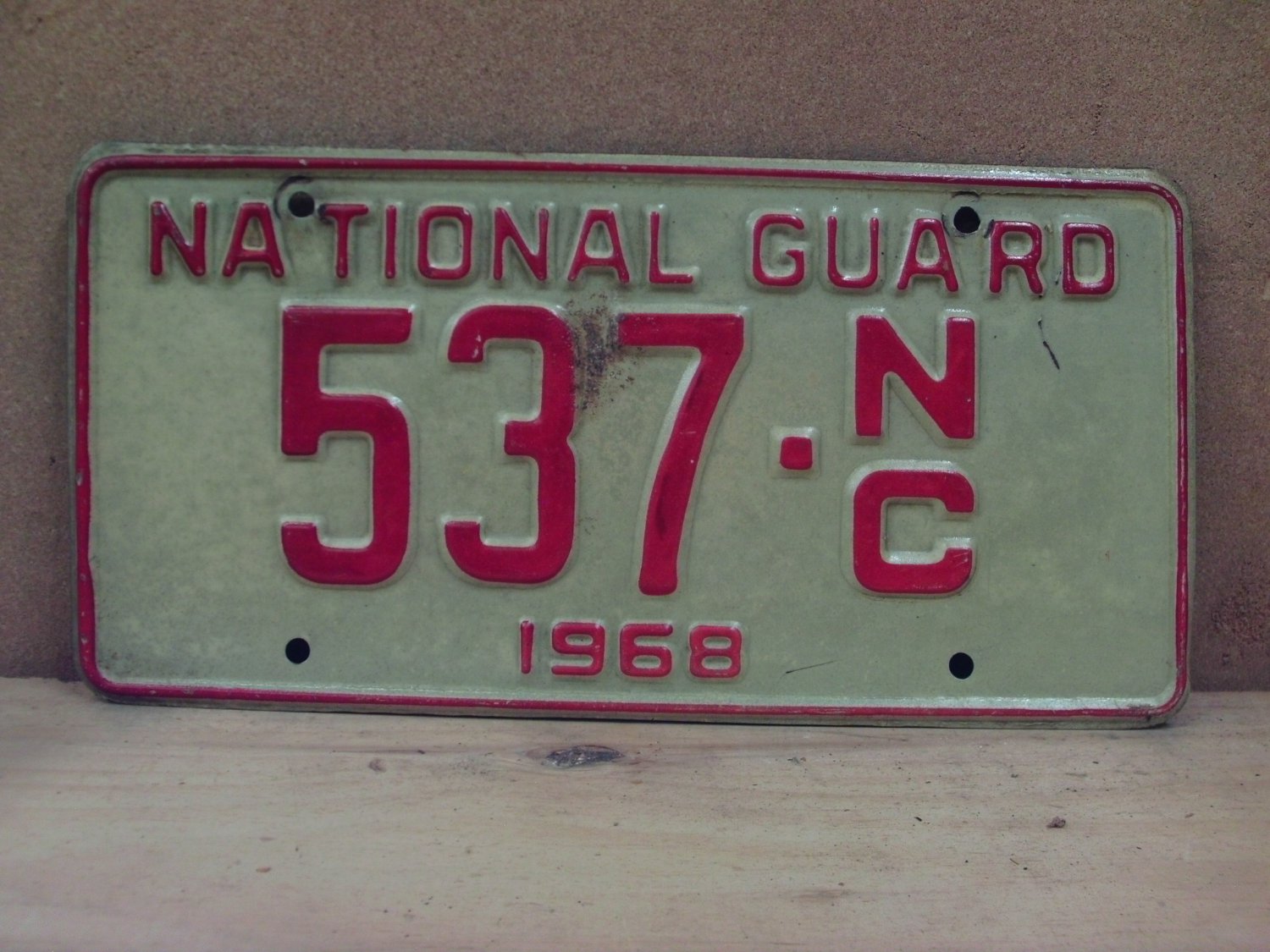1968 North Carolina NC National Guard License Plate 537NC NCM1