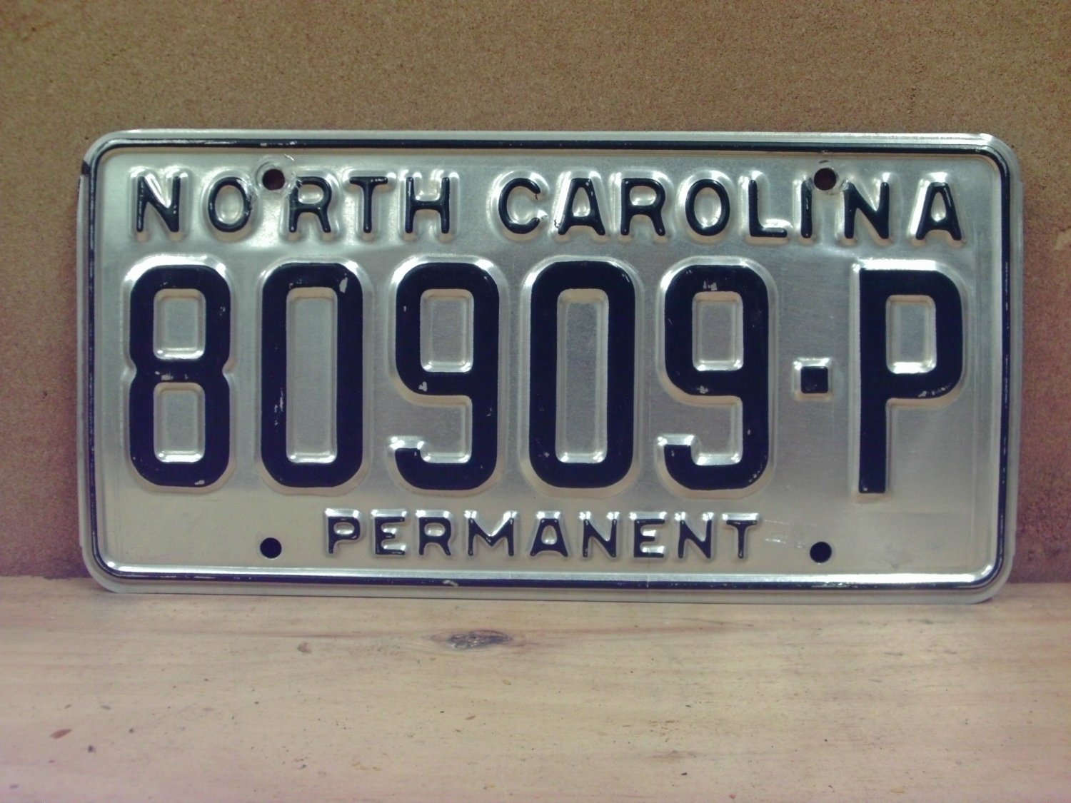1970s North Carolina Permanent License Plate NC #80909-P VG NCO1