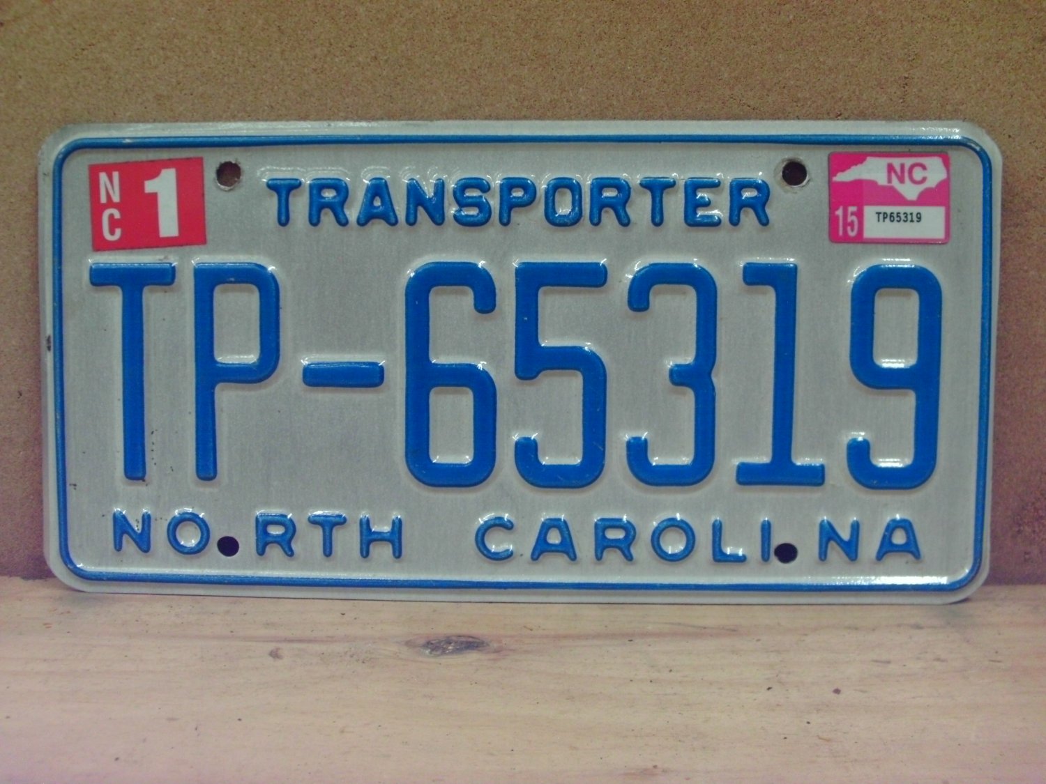 2015 North Carolina Transporter License Plate NC TP-65319 NCC2