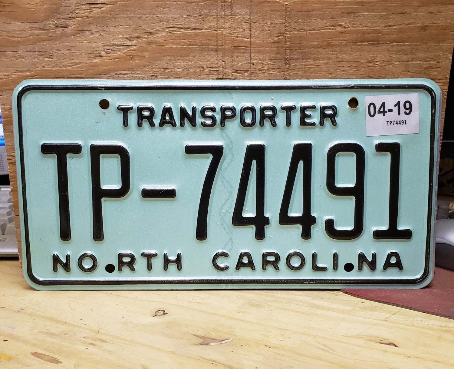 2019 North Carolina Transporter License Plate NC TP-74491 NCC2