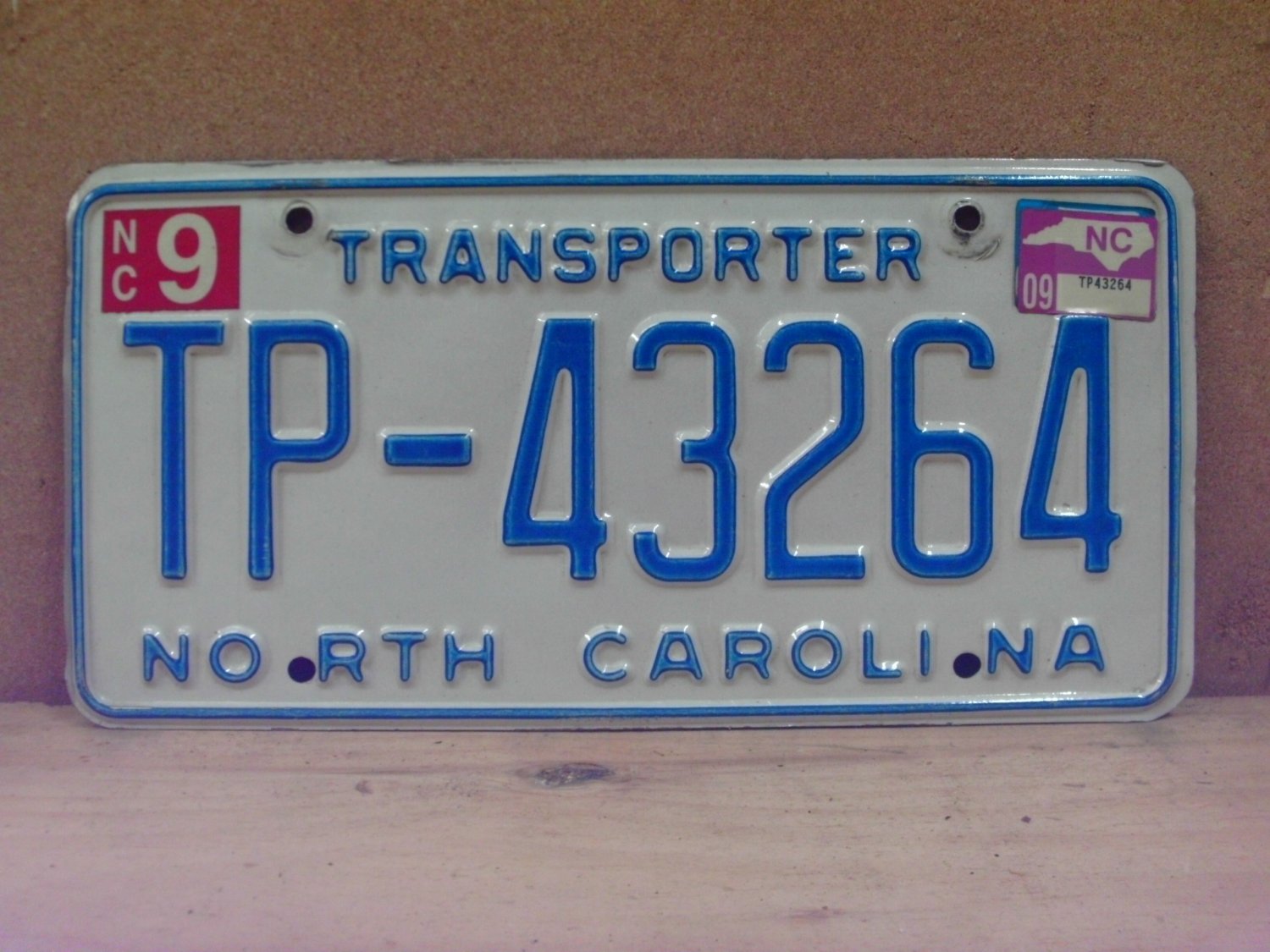 2009 North Carolina Transporter License Plate NC TP-43264 NCC2