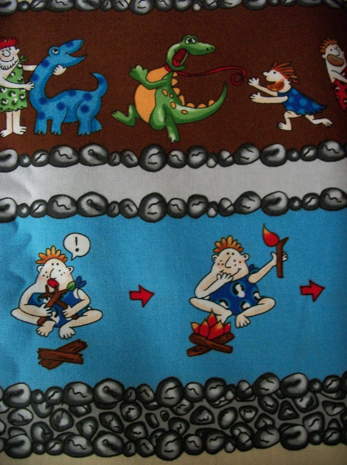 The Funniest Caveman Cotton Fabric - Sewing craft supplies