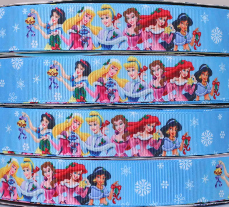 Disney Princess Ariel Cinderella Snow White Jasmin Printed Grosgrain ...