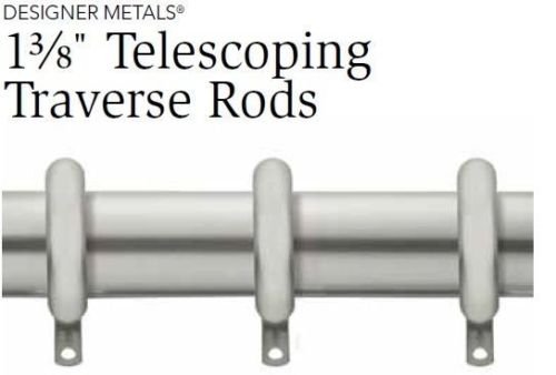 66" - 120" KIRSCH Designer Metals Traverse Rod & Ring Set /SMOOTH,in 7 ...