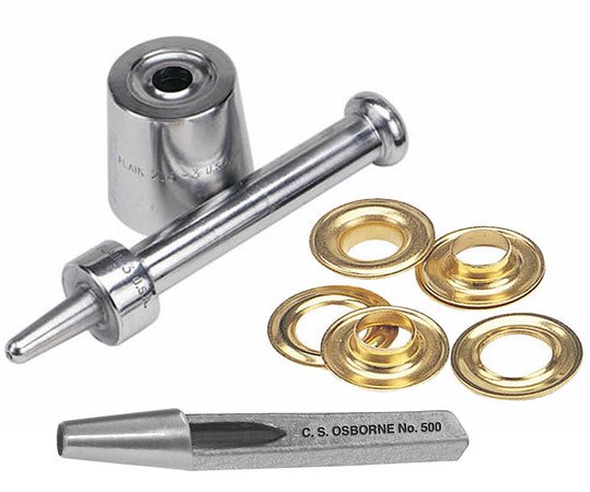 Osborne: Grommet Setter 216, Cutter 500 + 72ct. Brass Plain Grommet G2 ...