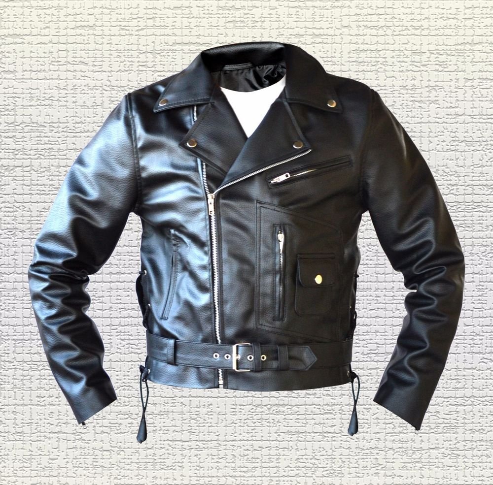 Terminator 2 Judgement Day Arnold Biker Black Leather Jacket size Small ...