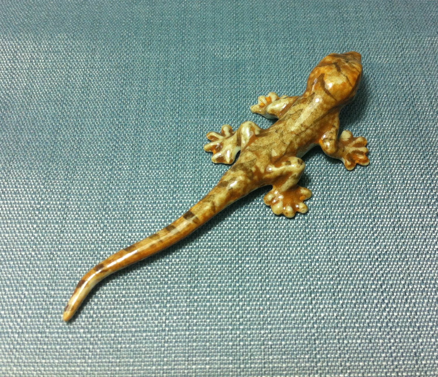Lizard Miniature Reptile Animal Hand Made Painted Ceramic Statue Figure ...