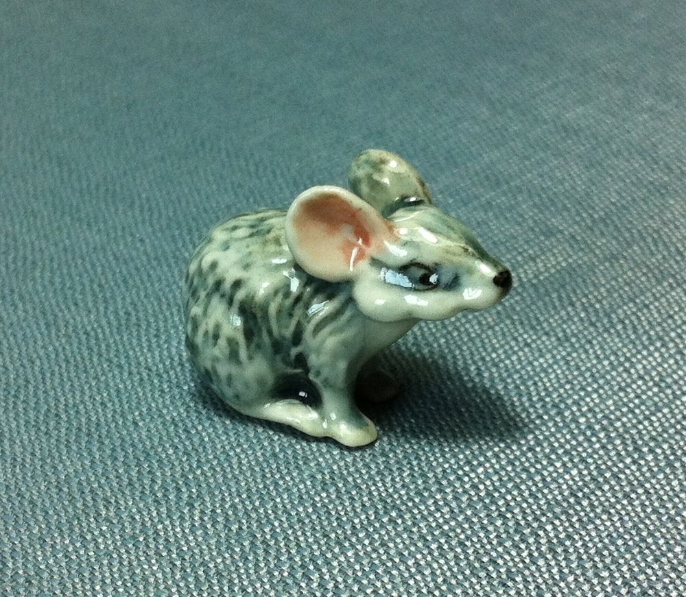 Mouse Rat Miniature Funny Animal Hand Made Painted Ceramic Statue ...