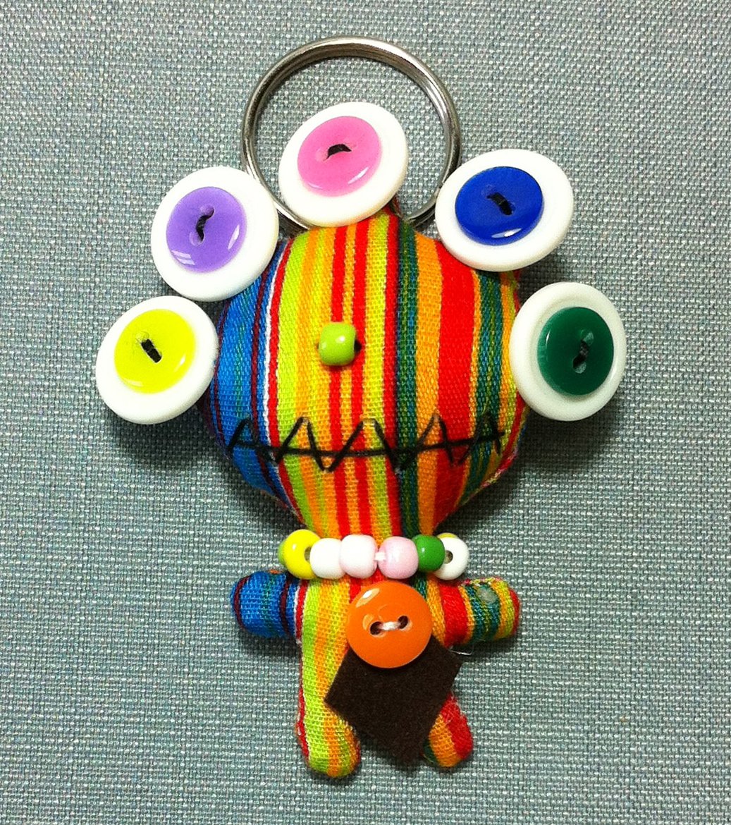 Funky Alien Monster Stripes Vintage Fabric Doll Funny Keyring Keychain ...