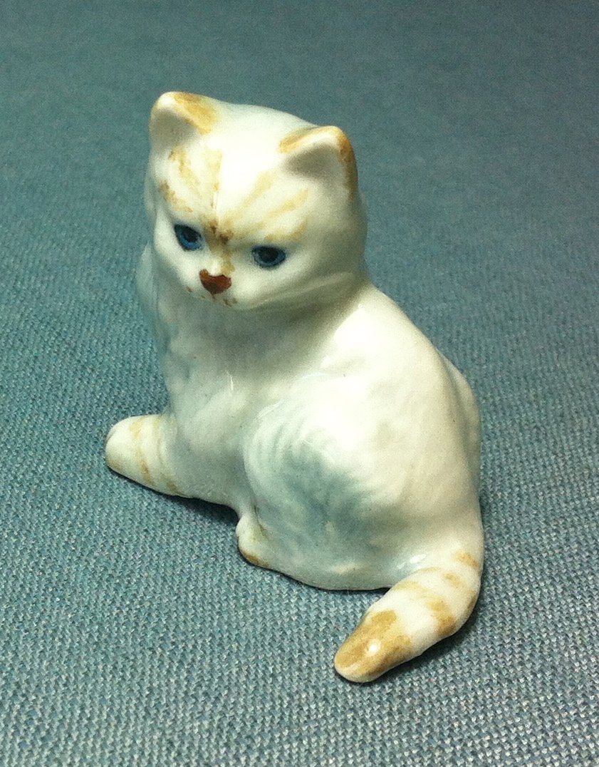 Angora Cat Miniature Funny Animal Hand Made Painted Ceramic Statue ...