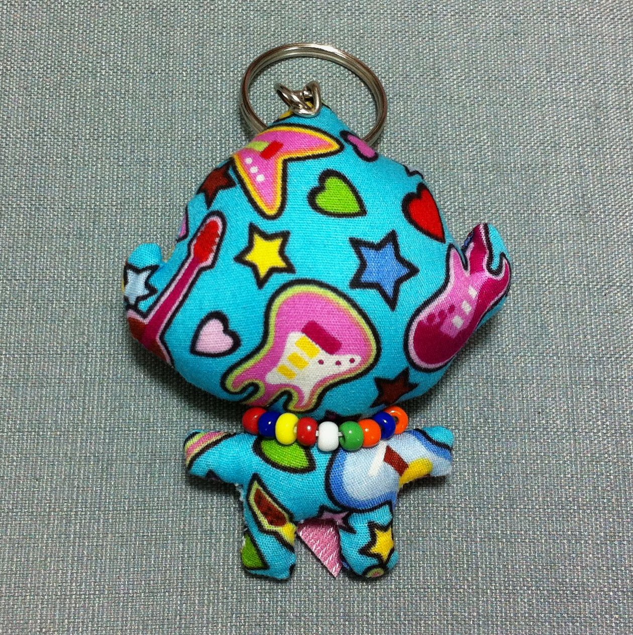 Funky Monkey Animal Blue Vintage Fabric Doll Funny Keyring Keychain Key ...