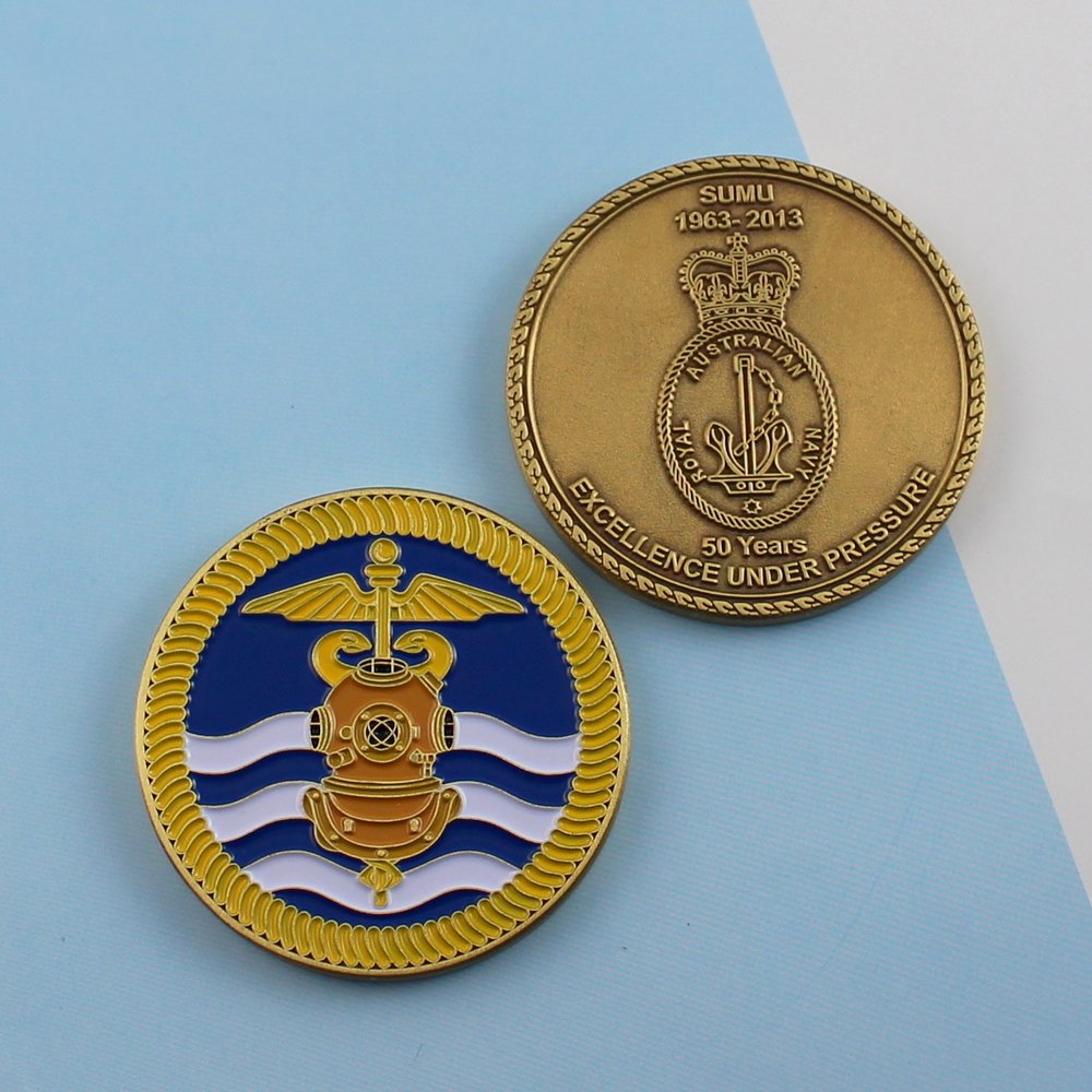 Challenge Coin royal australian navy deep sea diver diving helmet